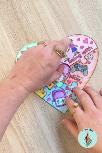 Things I Love Worksheet, Heart Puzzle Coloring & Writing Valentines Day ...