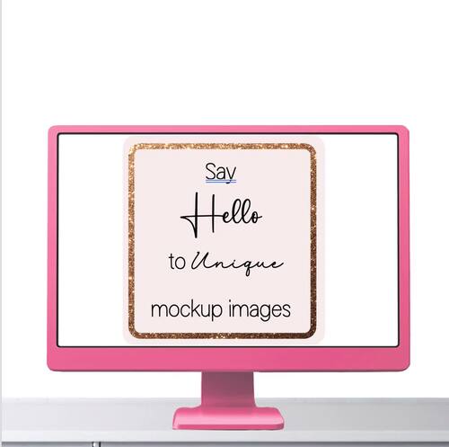 Rainbow Desktop Computer Screen MOVEABLE Mockup 31 Options mock up