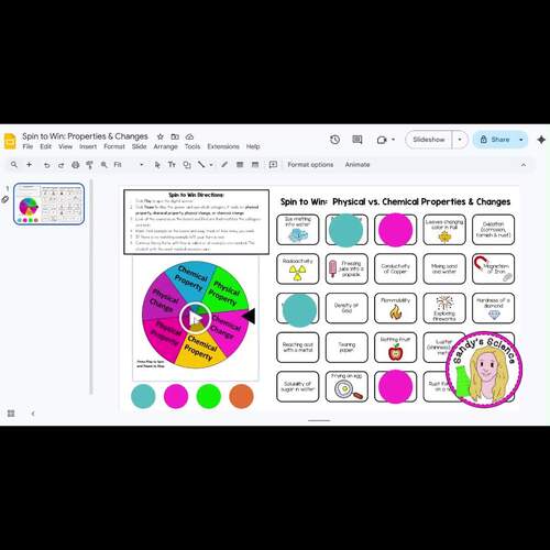 Spin to Win: Physical & Chemical Properties and Changes Game by Sandy's ...