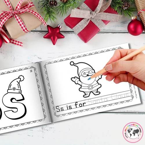 Christmas Alphabet Book: Uppercase & Lowercase Letters Mini Book- Trace ...