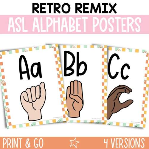 ASL Alphabet Posters / Retro Sign Language Alphabet Posters / Retro Remix