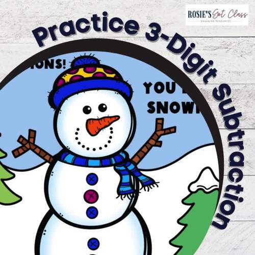 Snowman Math - 3 digit Subtraction With and Without Regrouping - Third ...