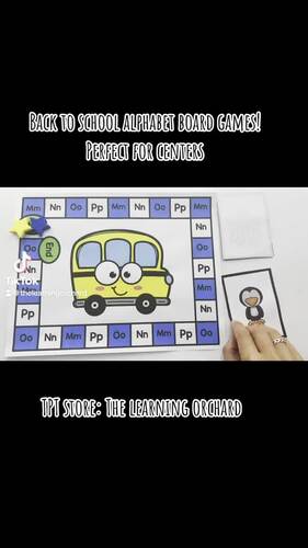 BACK TO SCHOOL Alphabet Initial Letter Beginning Sound Board Game