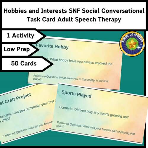 Hobbies and Interests SNF Social Conversational Task Card Adult Speech ...