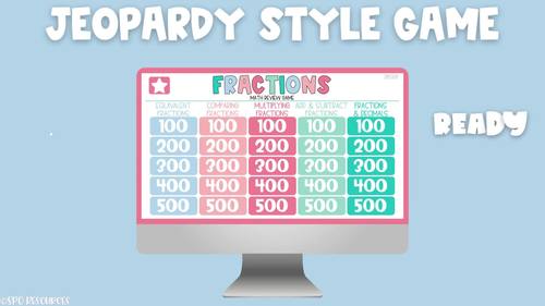 Fractions Jeopardy Style Math Review Game 4th Grade Test Prep Activity ...