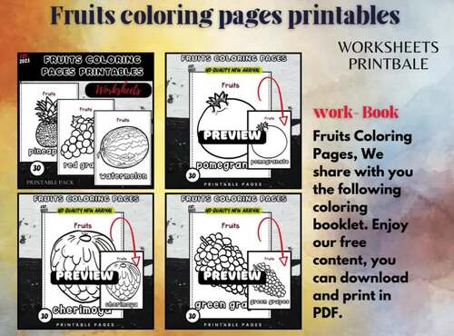 Fruits coloring pages printables by English For Kids ABC | TPT