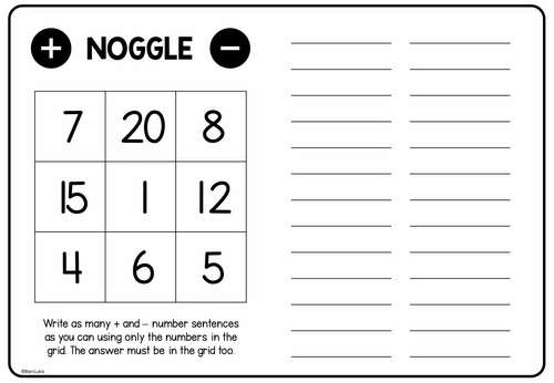 NOGGLE Math Boggle - Addition & Subtraction Math Facts Number Fluency ...