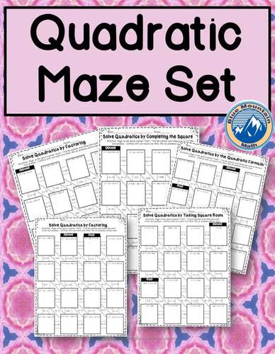 Quadratic Maze Set - Solving with a variety of methods by Blue Mountain ...