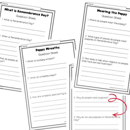 Remembrance Day Activities Fact Sheets First Grade and Second Grade