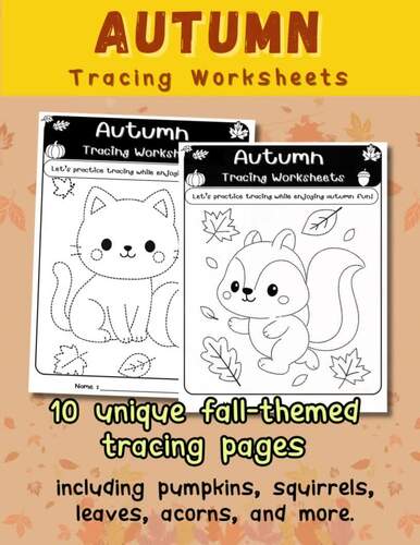 Autumn Tracing Worksheets | Fall Fine Motor Skills Activities for Preschool