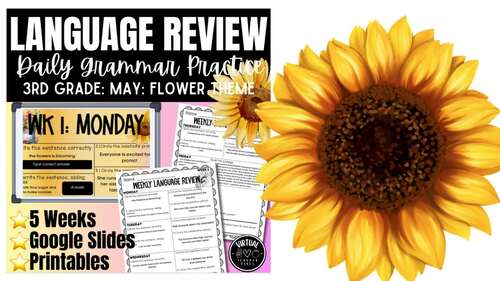 3rd Grade Spiral Grammar Daily Language Review: Google Slides & Printables
