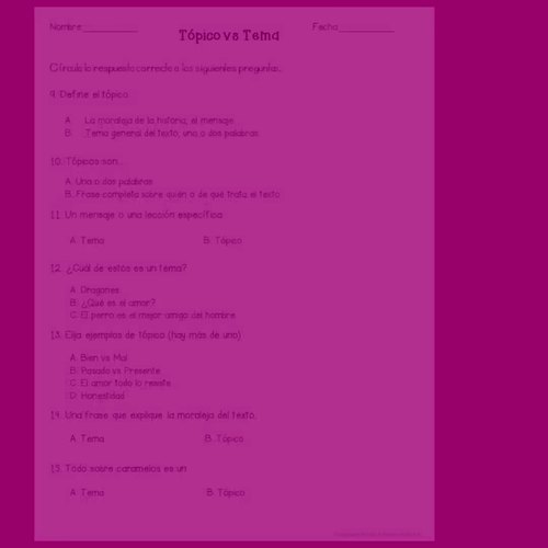 Tópico vs. Tema Evaluación by Bilingual Teaching Made Easy | TPT
