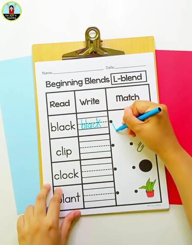 Beginning Blends Worksheet - Read, Write, and Match by The Joy in Teaching