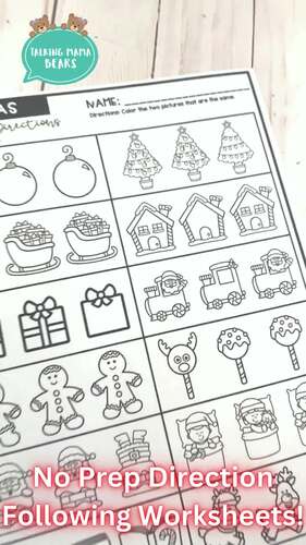 Christmas No Prep Direction Following | Qualitative & Quantitative Concepts
