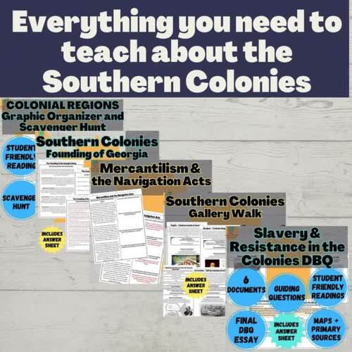 Southern Colonies Bundle | Middle School Activities & Comprehension