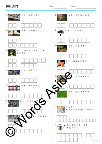 Spanish Vocabulary Writing Spelling Worksheets Card Crossword Anagram ...