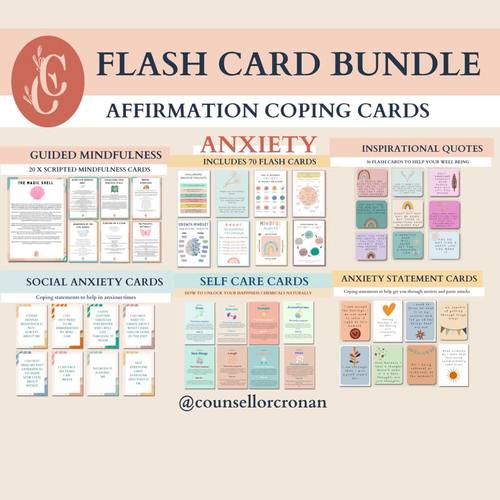 Flash card bundle 50% off, teen mental health, anxiety coping skill ...