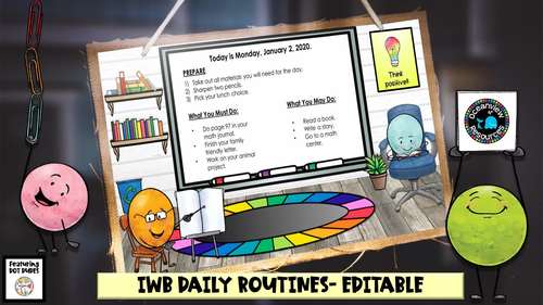 IWB Editable Visual Schedules- space theme, dot dudes and classroom themed
