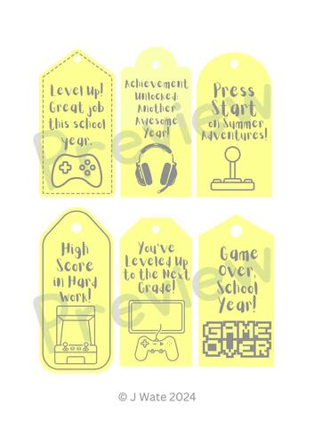 End of Year Student Gift Tags | Gaming Theme Printable Treat & Reward Tags