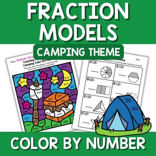 Camping Fractions Color by Number | Math Center Station Activity Camp Day