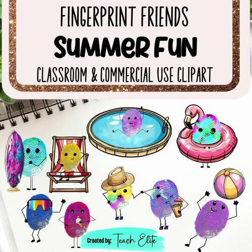 Fingerprint Friends Summer Fun Clipart Commercial Use Doodle Sketches