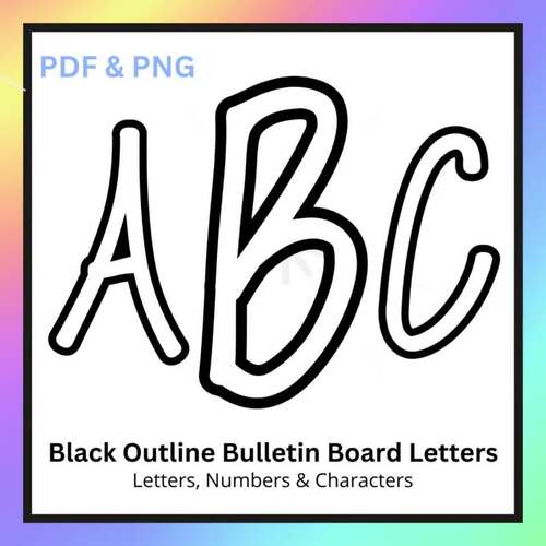 Bullet Board Letters: "Be Me" Handwritten Font Black Outline | TPT