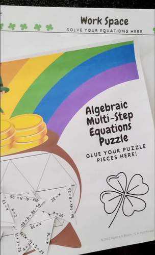 St. Patrick's Day Math Puzzle // Solving Multi-step Equations // Pot of ...