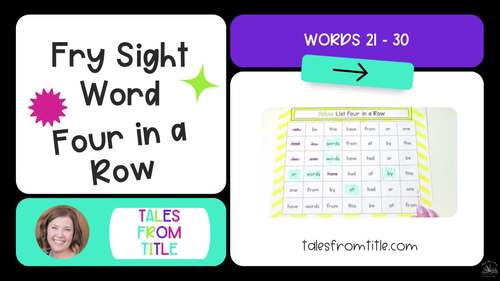 Fry’s First 100 Sight Words Game Four in a Row Words 21–30 Printable ...