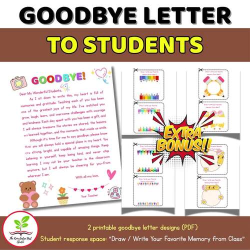 End of School Year Letter For Students, Gift From Teacher, Last Day Of ...