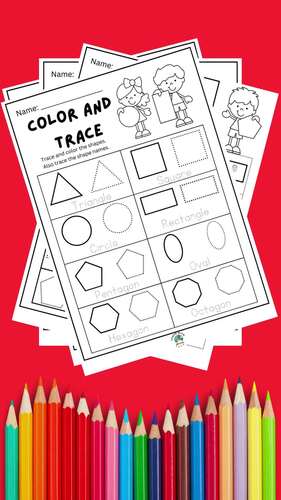 32-Page Kindergarten 2D & 3D Shape Worksheets | Fun Tracing, Coloring ...