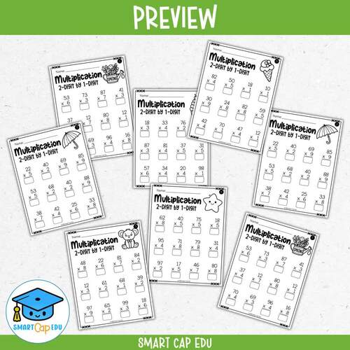 Spring 2-Digit by 1-Digit Multiplication Worksheets | 3rd Grade Math ...