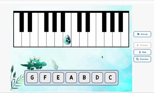 Dinosaur Themed Music Note Match Game for Elementary Piano Key ...