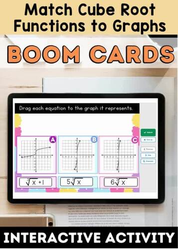Match Cube Root Functions to Graphs | Boom Cards™ by Math and Glitter