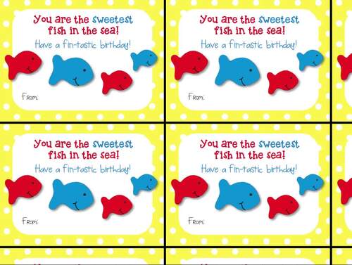 Swedish Fish Birthday Gift Tag- You are the sweetest fish in the sea ...