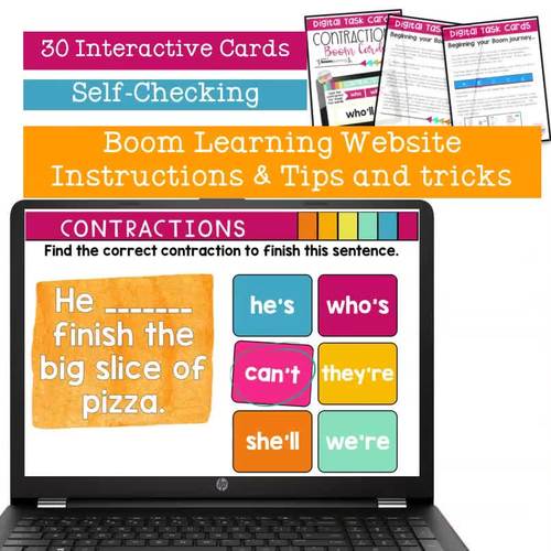 Contractions Boom Cards Spelling Task Cards Grammar Boom Cards Phonics ...