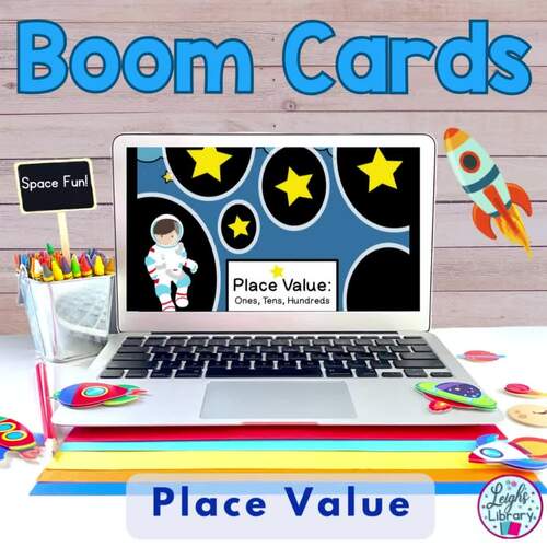 Boom Cards™ Place Value with Ones, Tens, and Hundreds in Outer Space