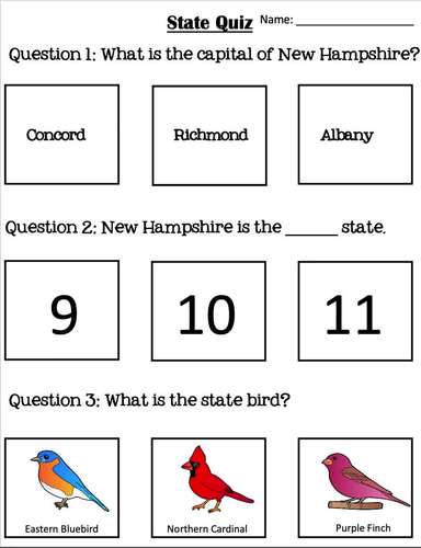 New Hampshire Quiz & Pre/Post Assessment, 50 States Special Education