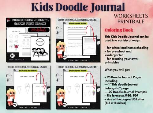 Kids Doodle Journal Worksheets for students by English For Kids ABC