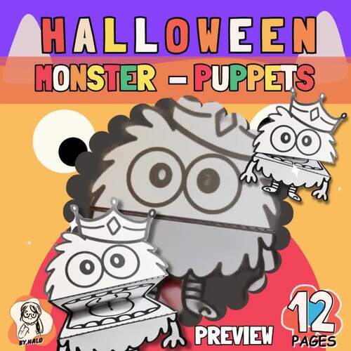 Halloween Monster Puppet Craft | Cut, Color & Create Printable Activity