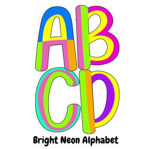 Rainbow alphabet bulletin board letters Bubble font for teachers by ...
