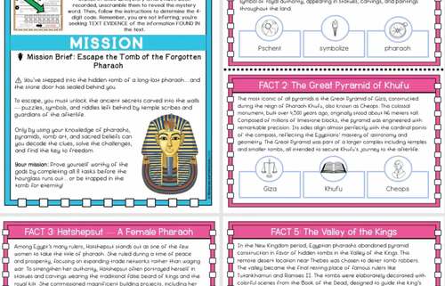 Ancient Egypt Scavenger Hunt | Pharaohs & Pyramids | Reading Comprehension