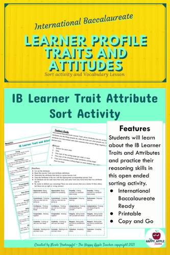 IB Learner Profile Trait and Attitude Sort Print & Go Activity | TPT