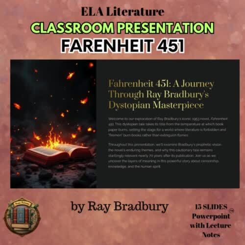 FAHRENHEIT 451 by Ray Bradbury * ELA Literature Presentation with ...
