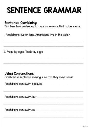 Amphibians Literacy Activities - Reading, Writing, Vocab, Sentences and ...
