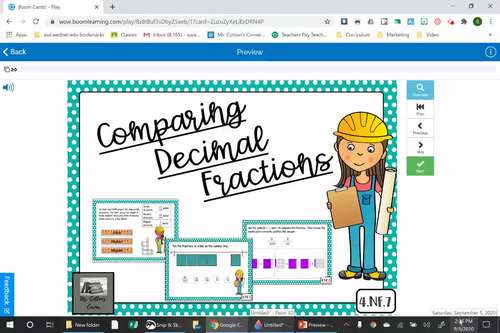 Comparing Decimal Fractions - Distance Learning - Boom Cards! | TPT