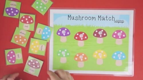 Mushroom Color Matching Activity, Match 8 Colors of Cute Labeled Mushrooms!