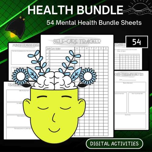 54 Mental Health Bundle Sheets Anxiety Tracker by GLD Worksheet Kids