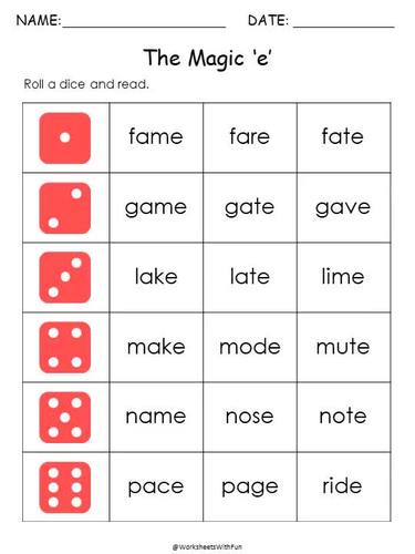 Silent E Worksheets, CVCe Words, Bossy E, Magic E, Long Vowels, T-217