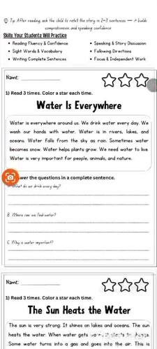 Water Cycle Reading Passages | Science Reading Comprehension 1st–2nd Grade