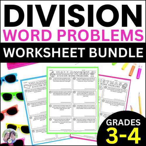 Seasonal Division Word Problems Worksheets Packets Bundle – Real World Math